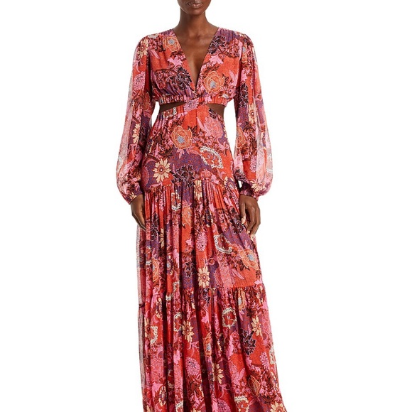 A.L.C. | Dresses | Alc Isabelle Floral Maxi Dress With Side Cut Outs ...